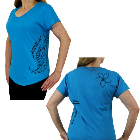 Ori Active | Tops | Triple Plumeria Hawaiian Tattoo Design Relaxed Fit ...